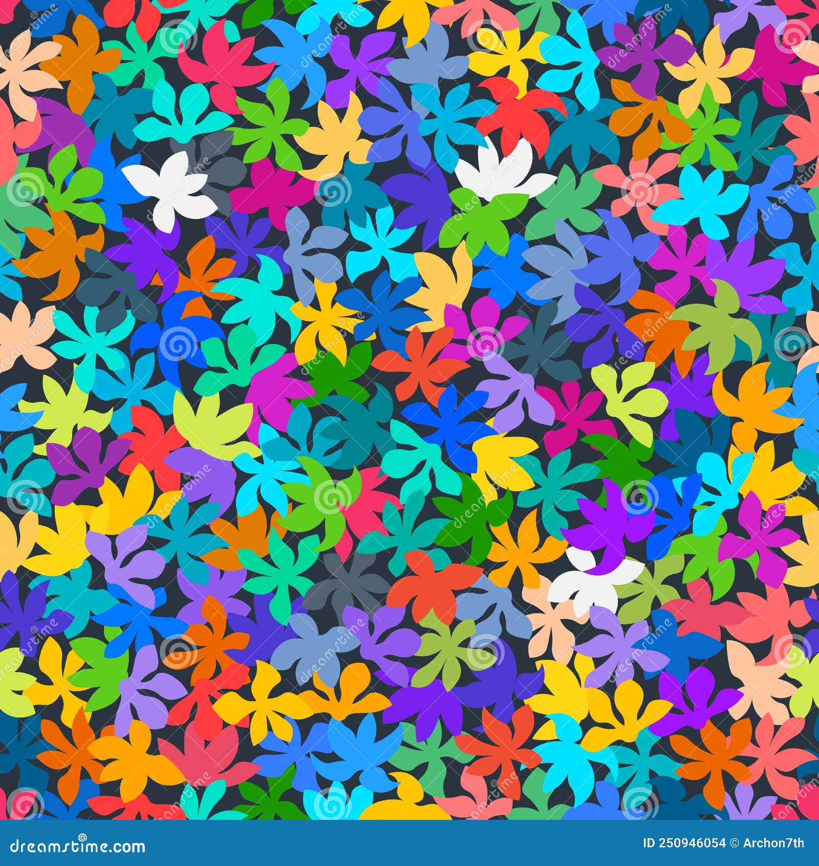 Vector Seamless Pattern with Maple Leaves. Rainbow Colored Repeating ...