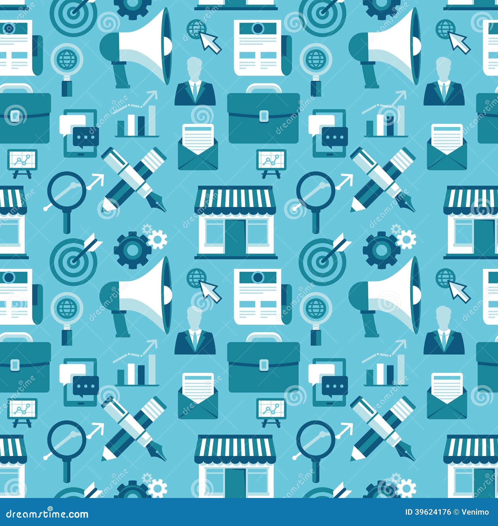 Vector Seamless Pattern with Marketing Icons Stock Vector ...
