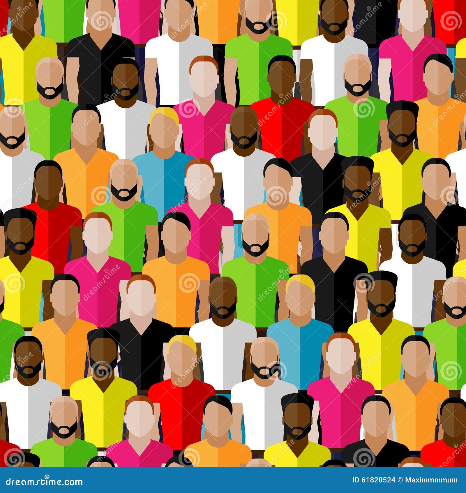 Vector Seamless Pattern with Men Crowd. Illustration of Men Community ...