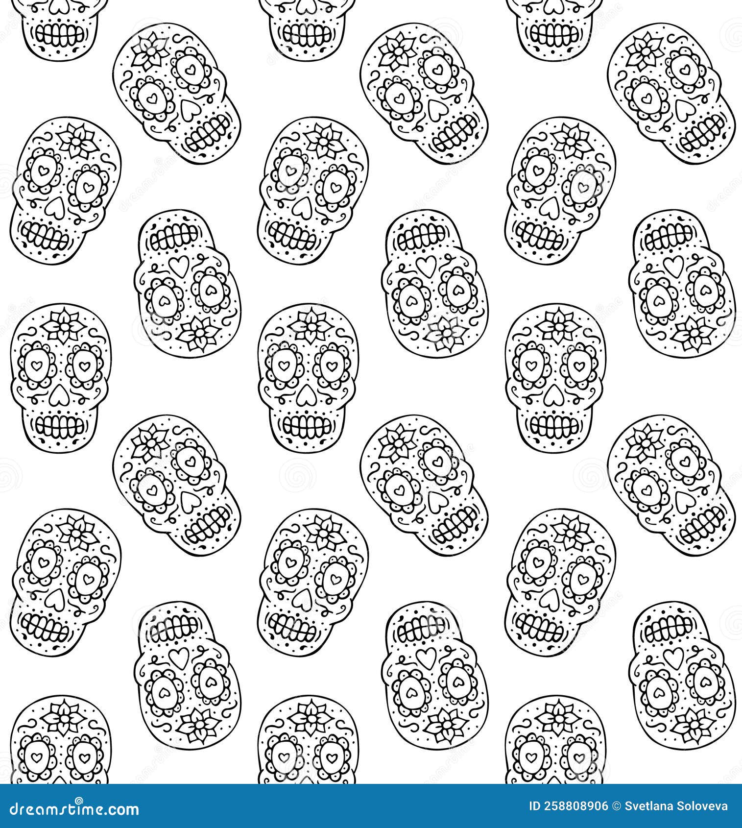 Vector Seamless Pattern Of Mexican Sugar Skull Stock Vector