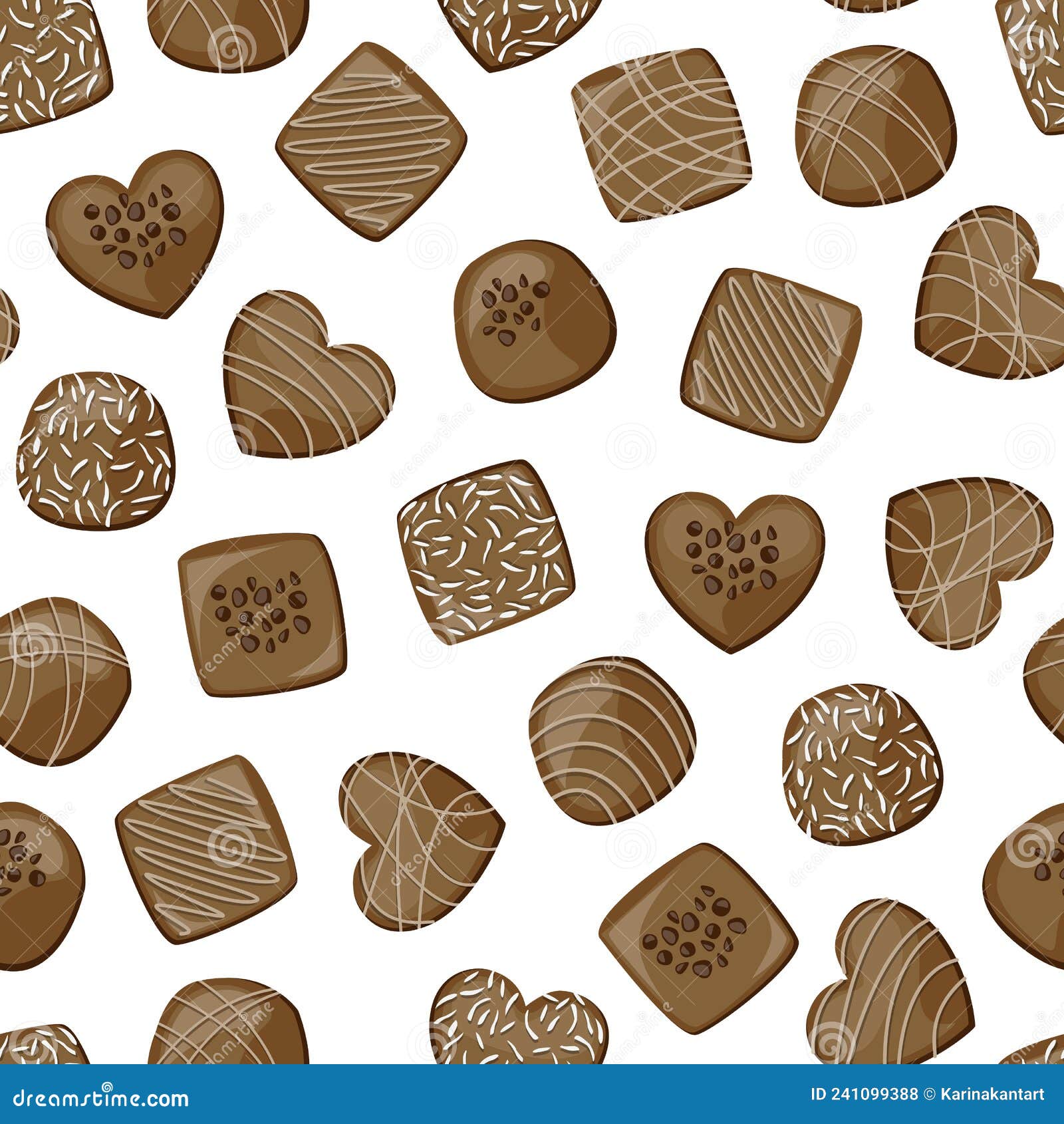 Vector Seamless Pattern with Milk Decorated Chocolates of Various ...