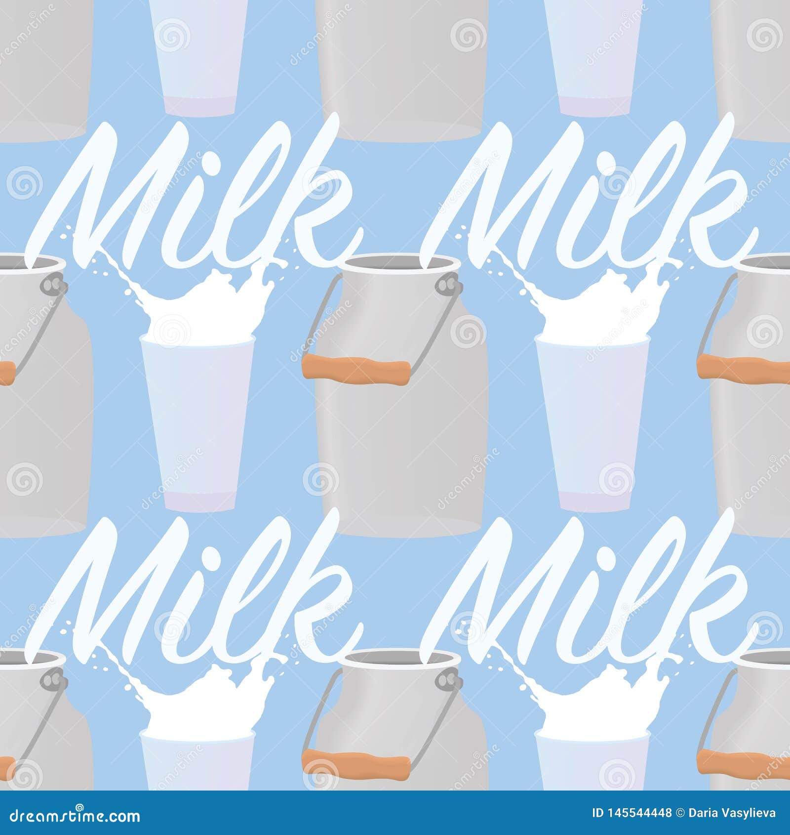 Milk seamless pattern stock vector. Illustration of cartoon - 145544448