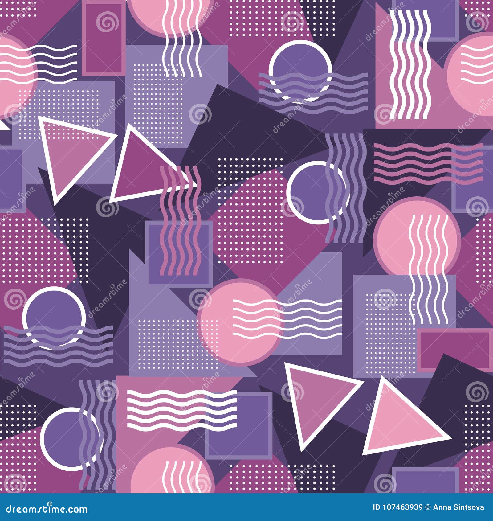 Vector Seamless Pattern in Modern Style in Ultraviolet Color. Stock ...