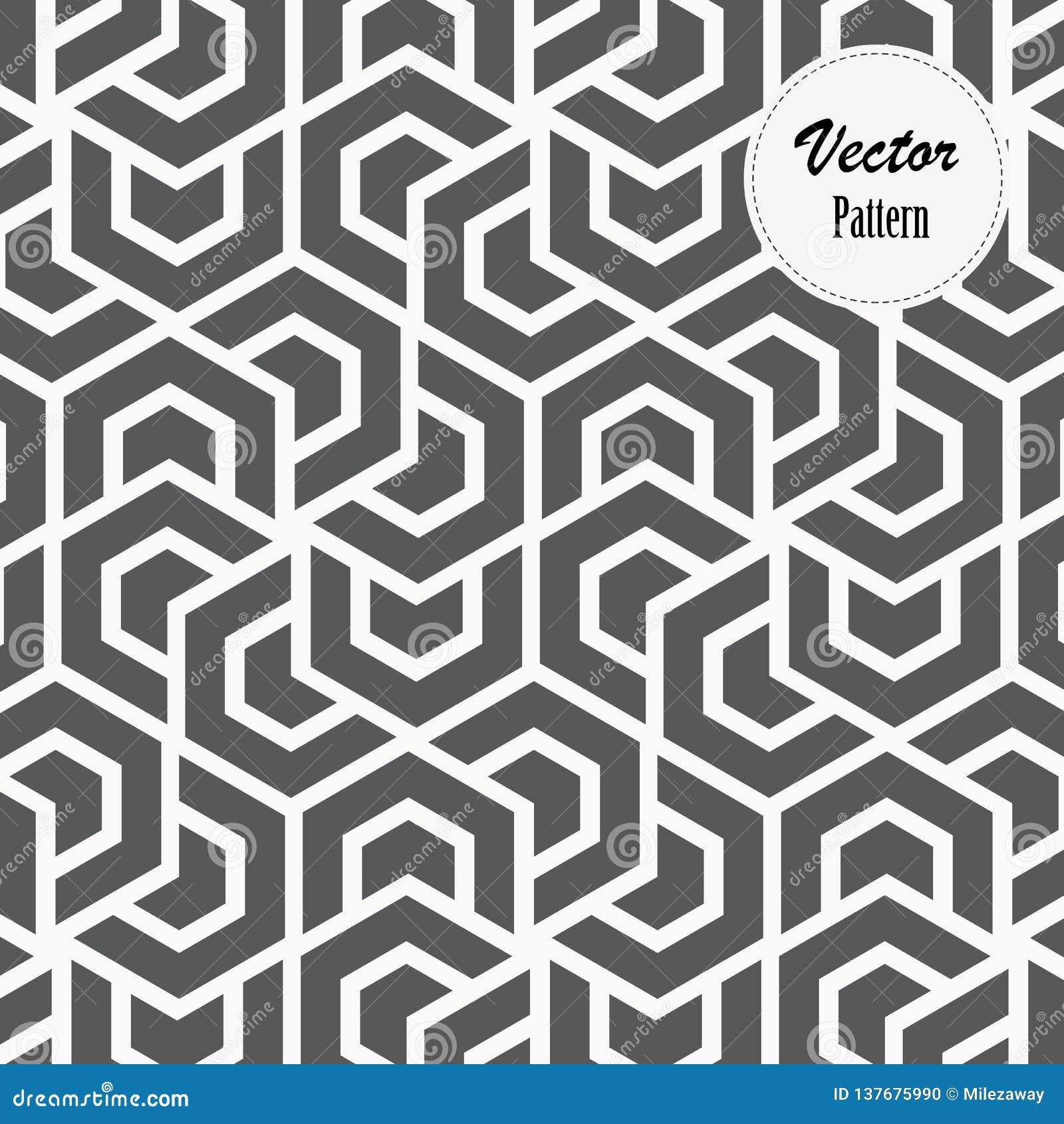 Vector Seamless Pattern. Modern Stylish Texture. Repeating Geometric Tiles with Hexagonal ...