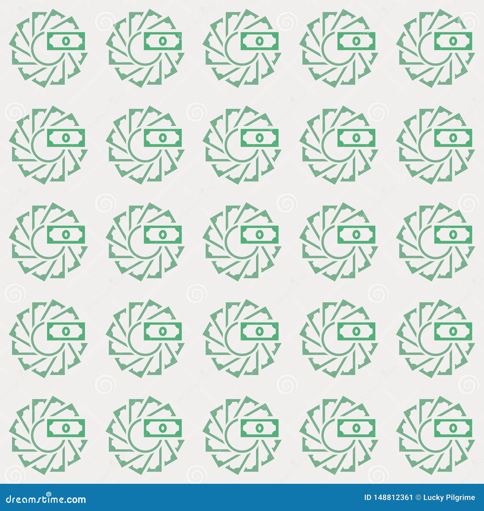 Vector Seamless Pattern of Moneys in Creative Loop Circle Style Stock ...