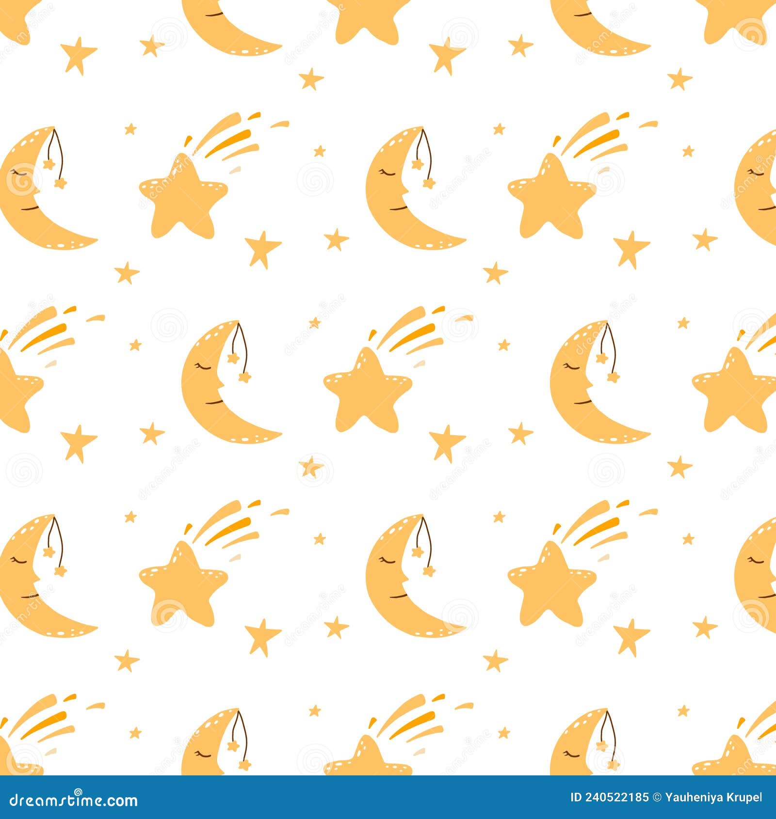 Vector Seamless Pattern with Moon and Stars. Stock Vector ...