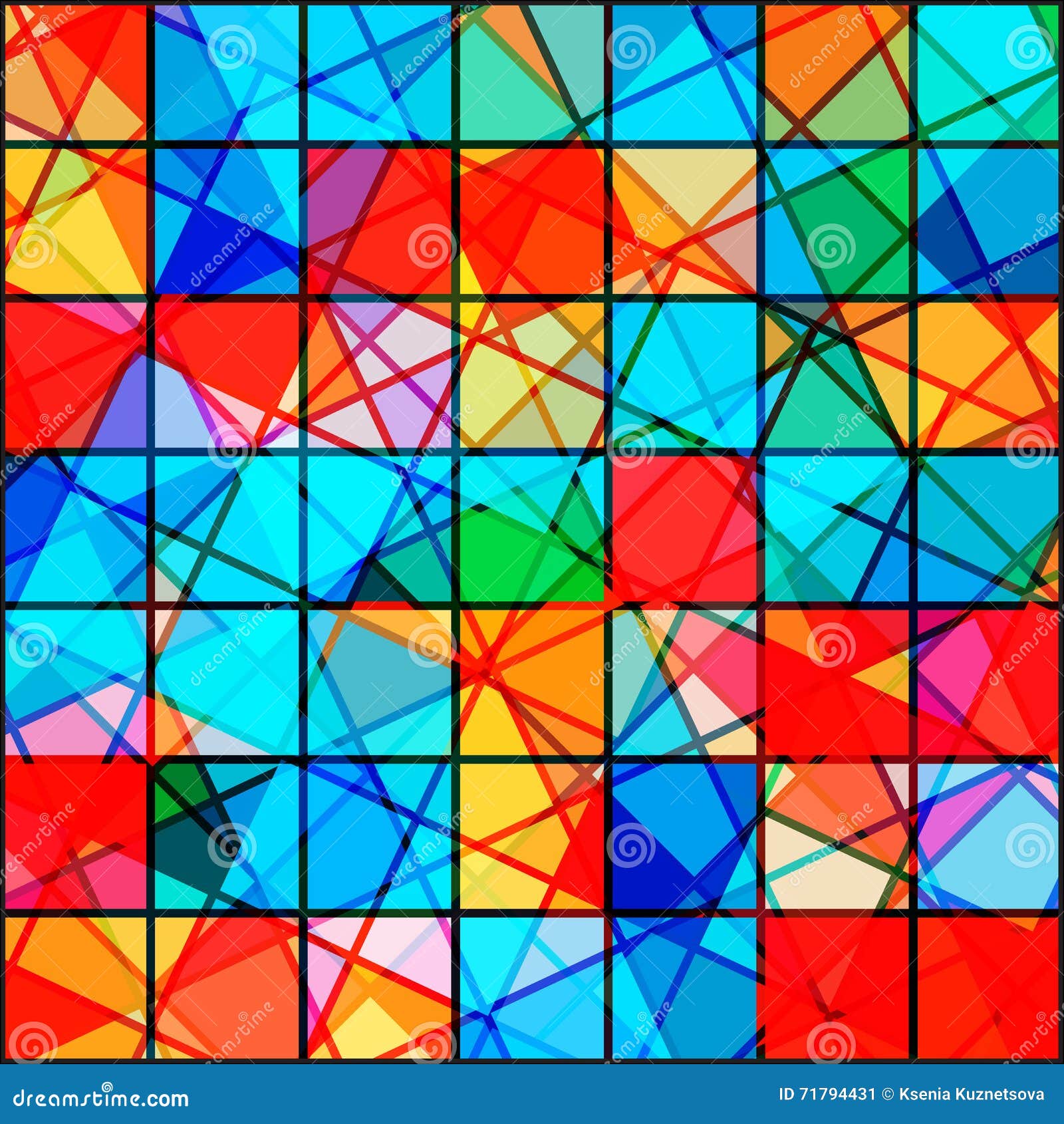 Vector Seamless Pattern in Mosaic Style. Bright Colored Background for ...