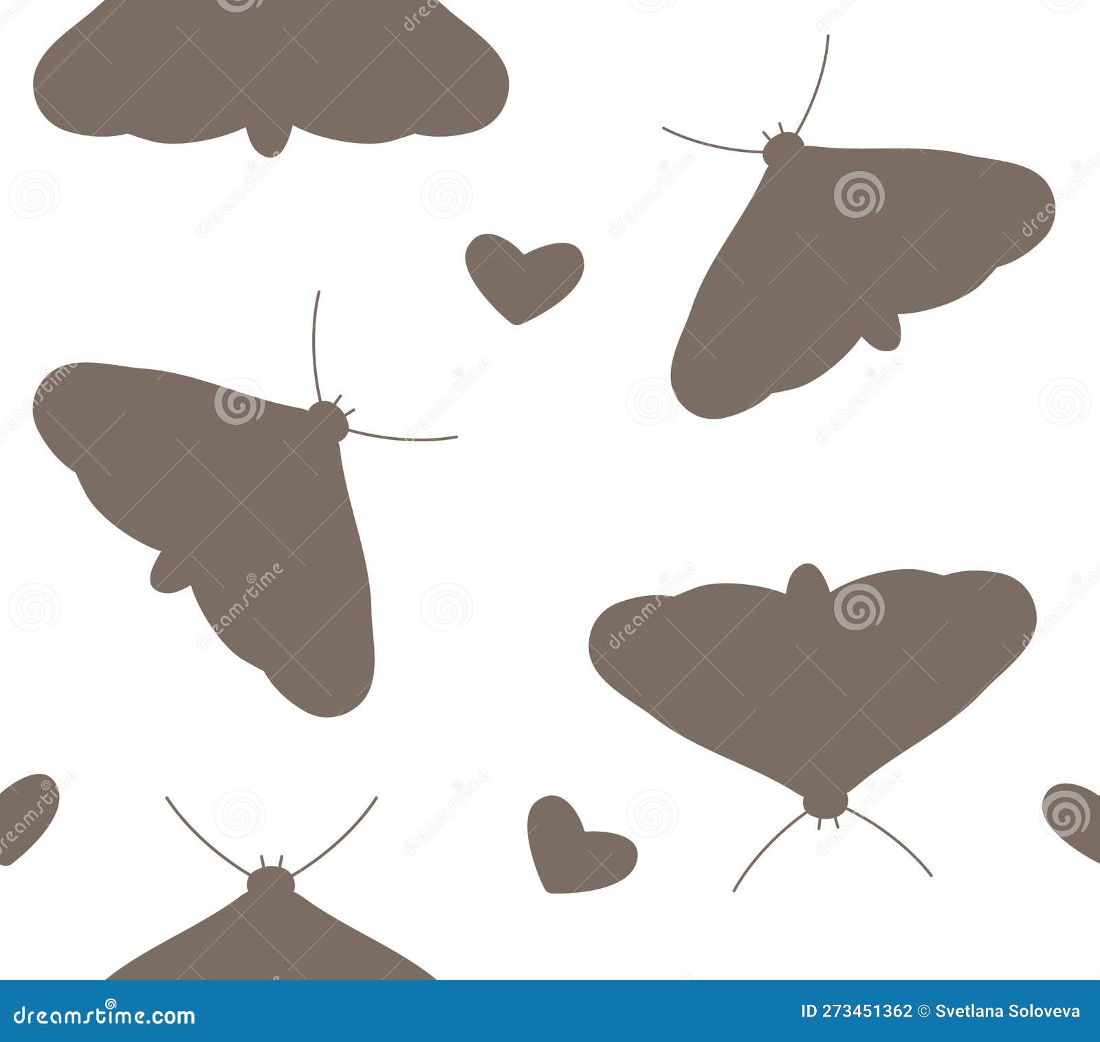Vector Seamless Pattern of Moth Silhouette Stock Vector - Illustration ...