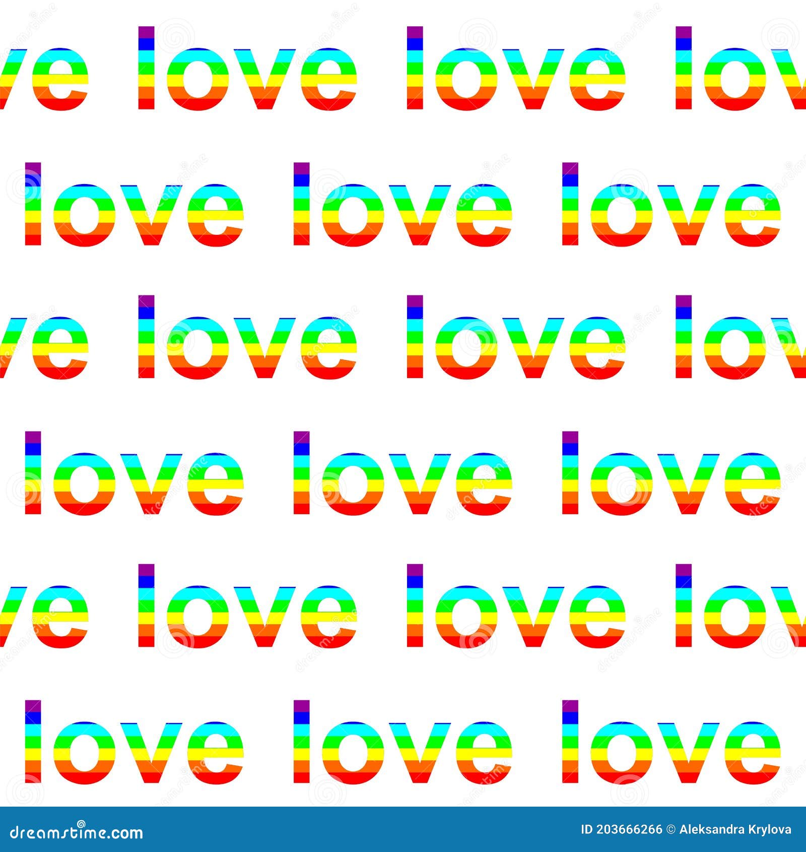 Vector Seamless Pattern of Multi-colored Words Love. Letters of Love ...