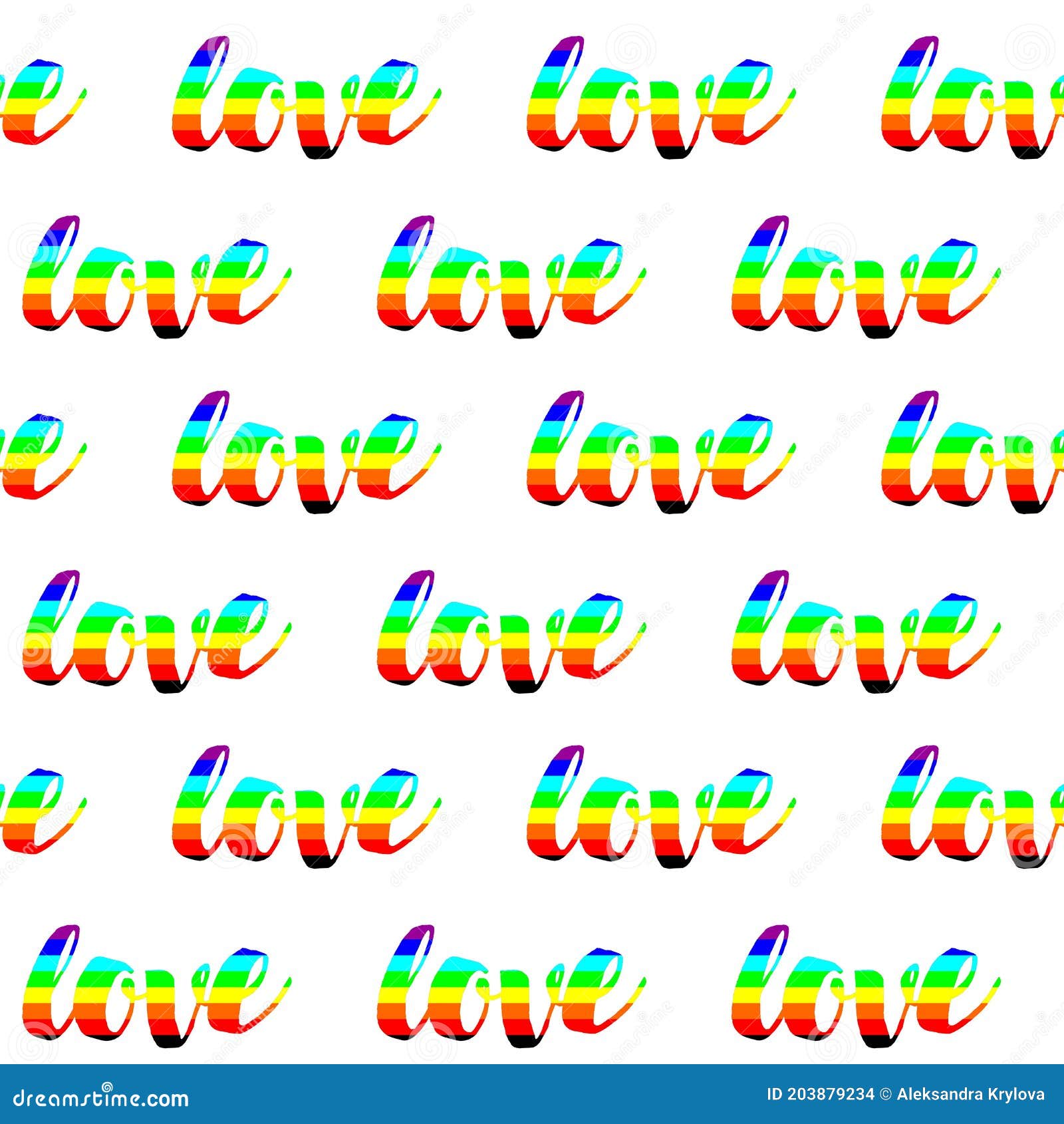 Vector Seamless Pattern of Multi-colored Words Love. Letters of Love ...
