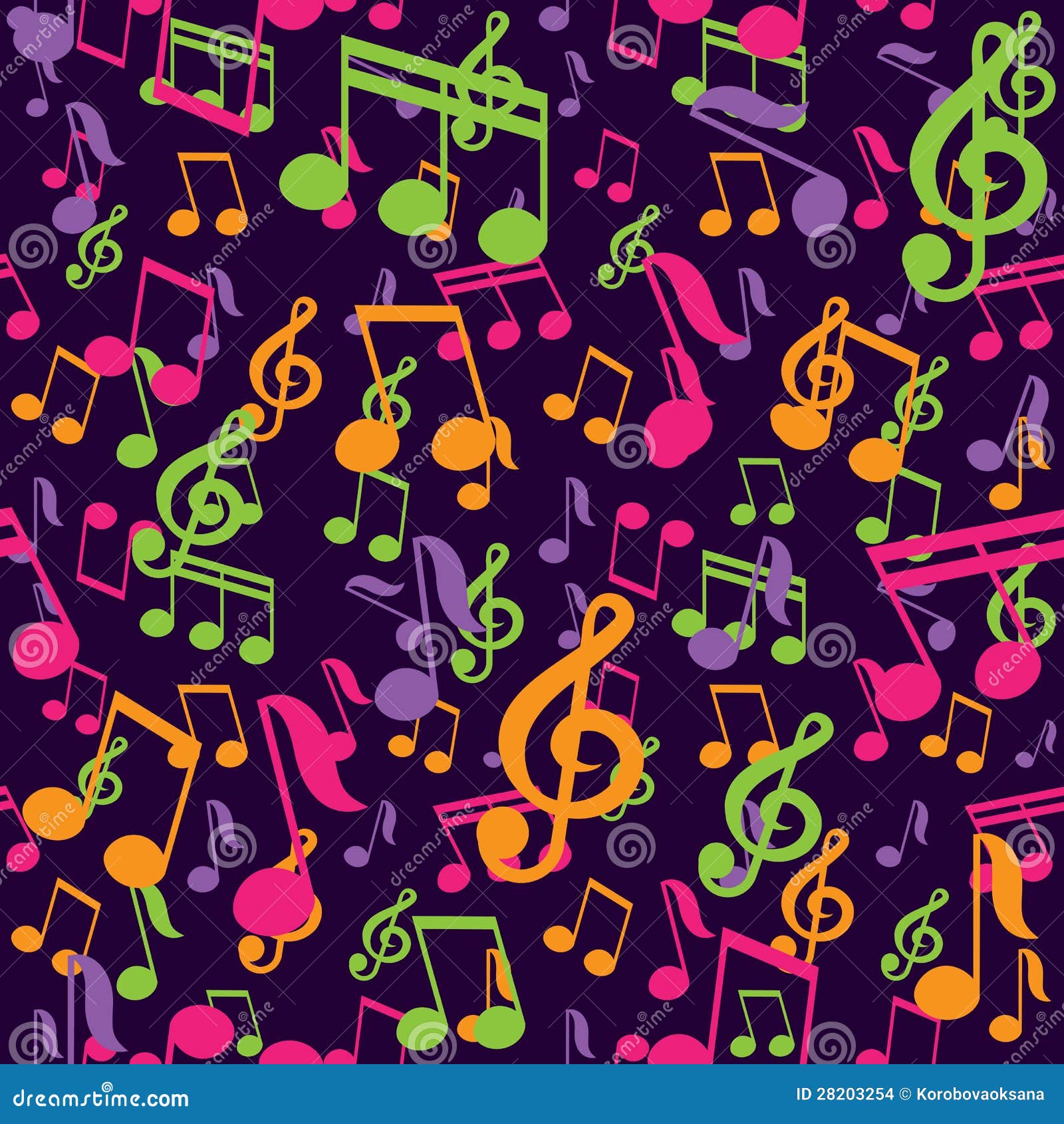 Vector Seamless Pattern with Music Notes Stock Illustration ...