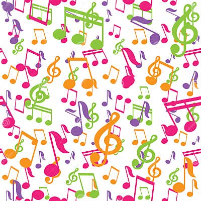Vector Seamless Pattern with Music Notes Stock Illustration ...
