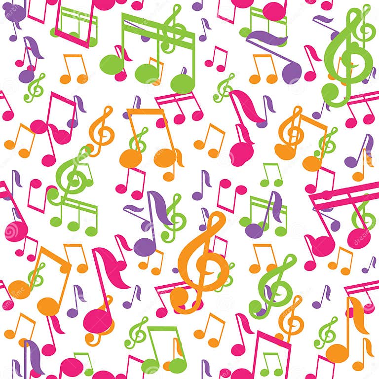 Vector Seamless Pattern with Music Notes Stock Illustration ...