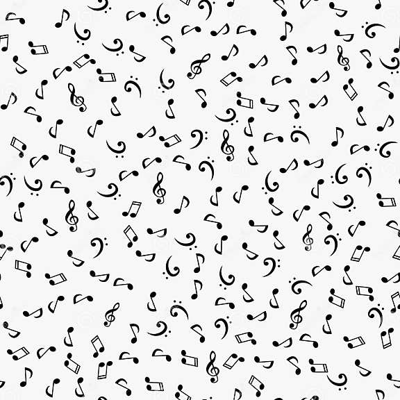 Vector Seamless Pattern with Music Notes in a Chaotic Manner on a White ...