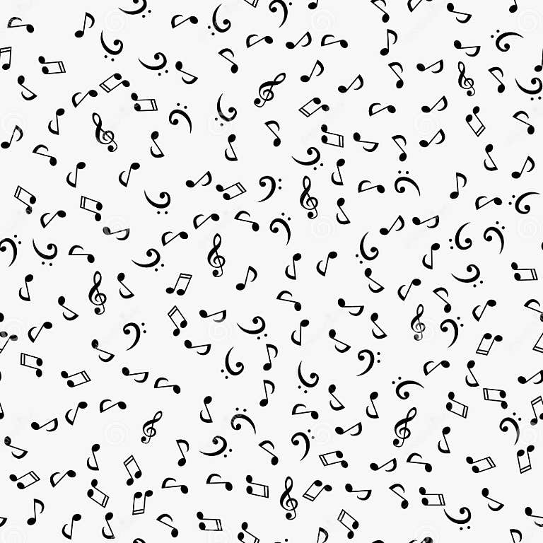 Vector Seamless Pattern with Music Notes in a Chaotic Manner on a White ...