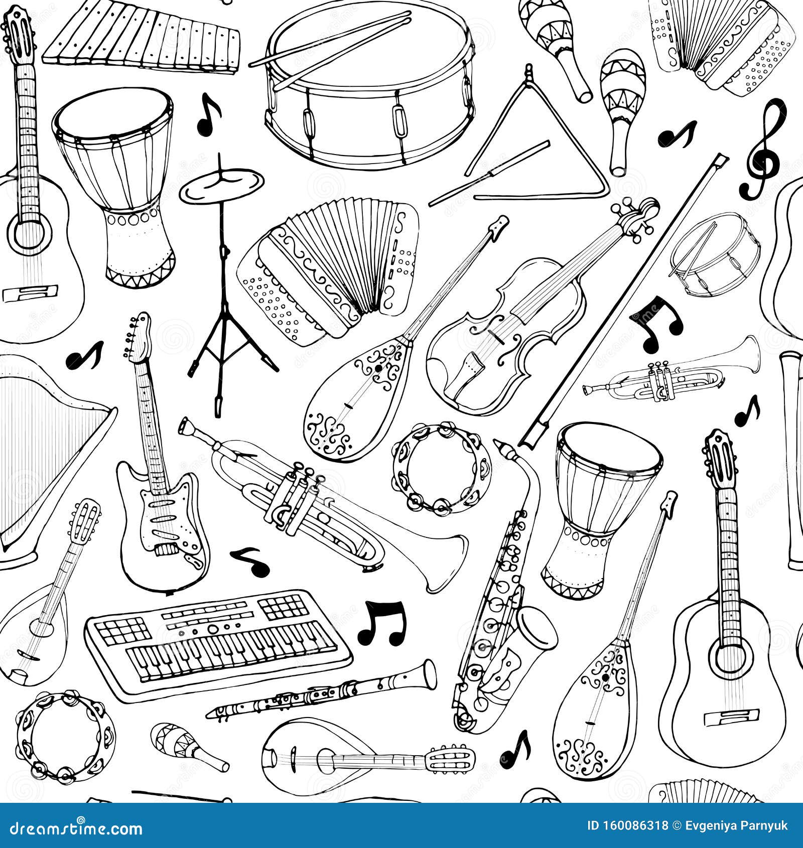 Vector Seamless Pattern of Musical Instruments. Stock Vector ...