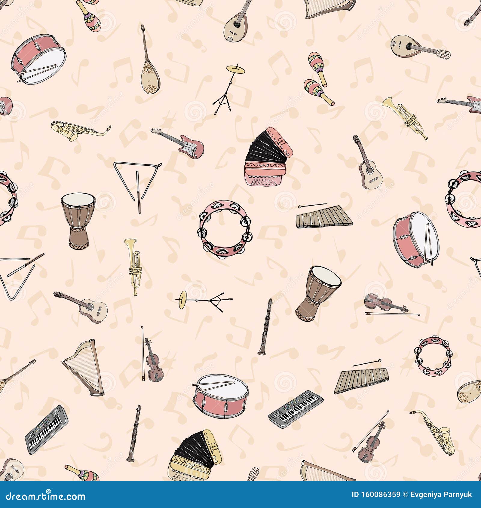 Vector Seamless Pattern with Musical Instruments. Stock Vector ...