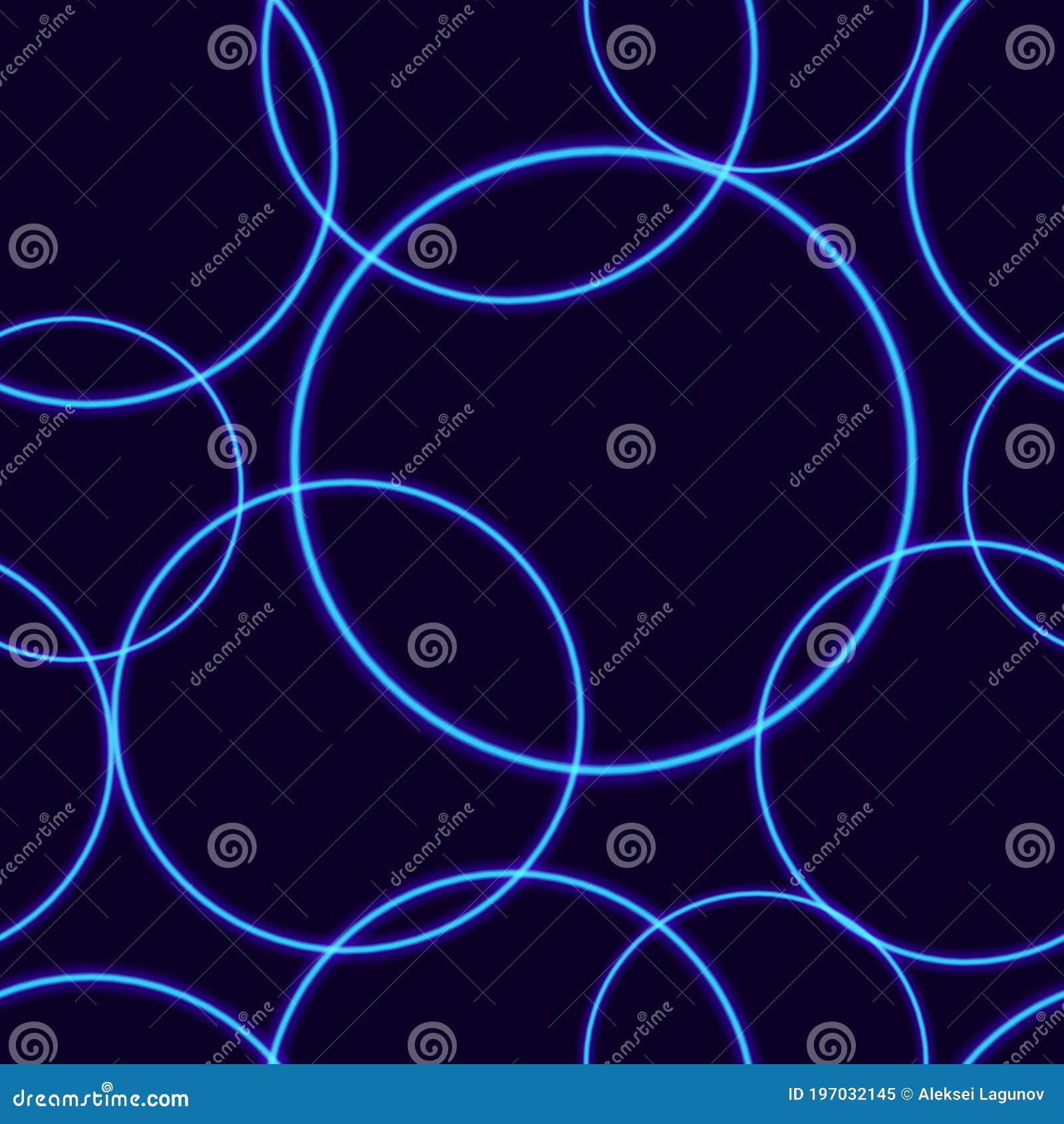 Vector Seamless Pattern with Neon Blue Circles, Illustration Background ...