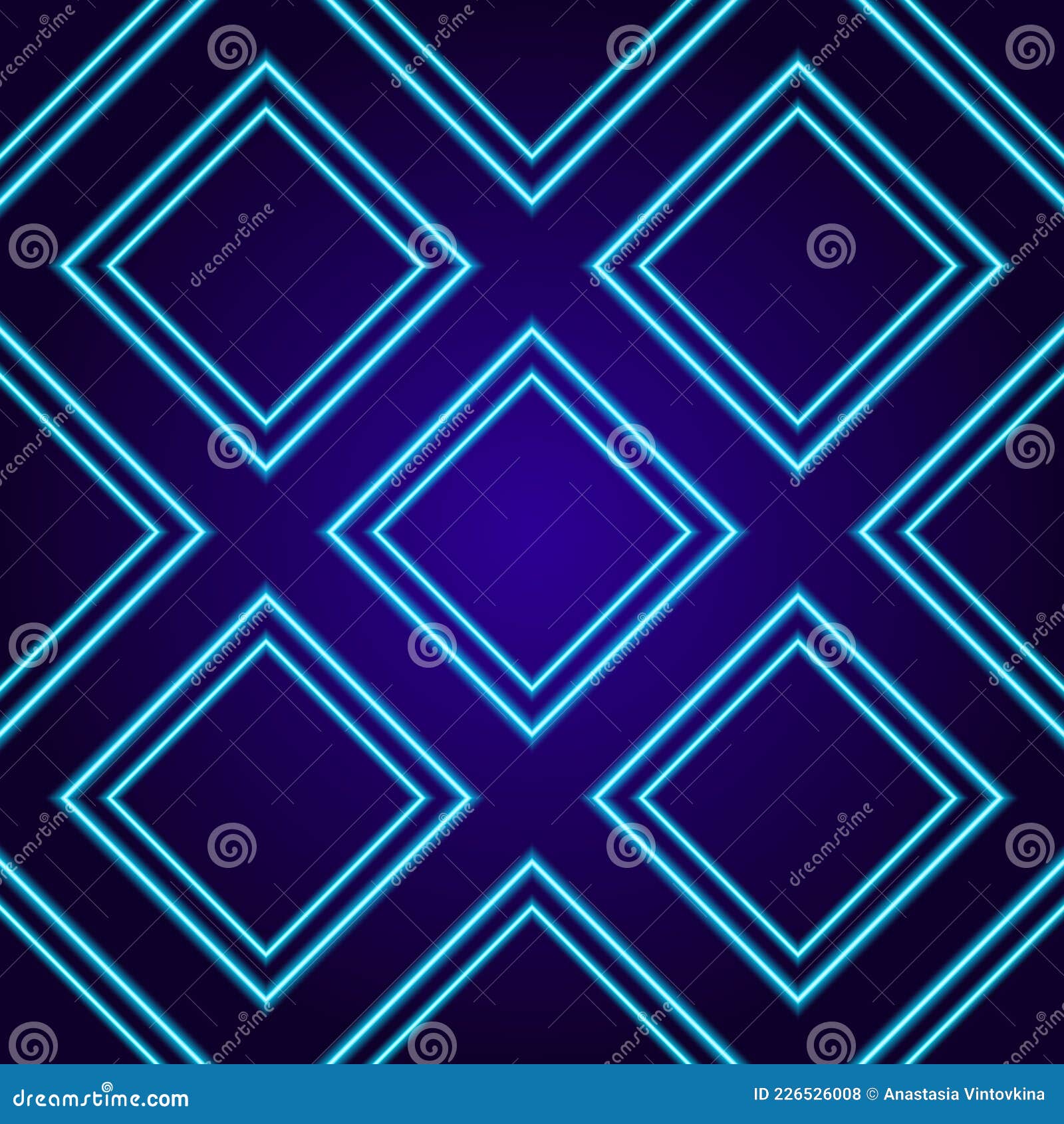 Vector Seamless Pattern of a NEON Diamond with a Blue Double Line. a ...