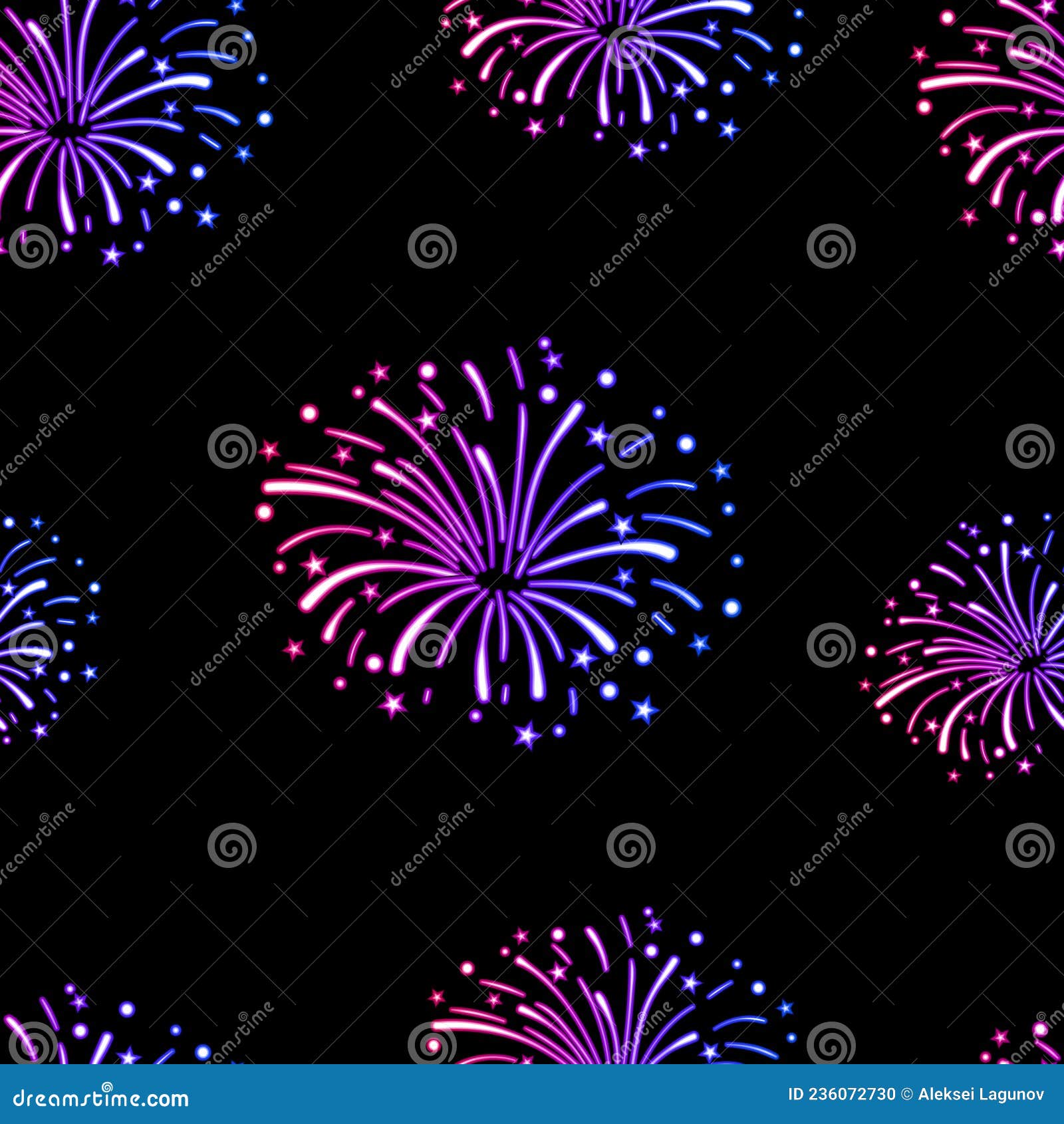 Vector Seamless Pattern, Neon Fireworks, Gradient Colorful Explosions ...