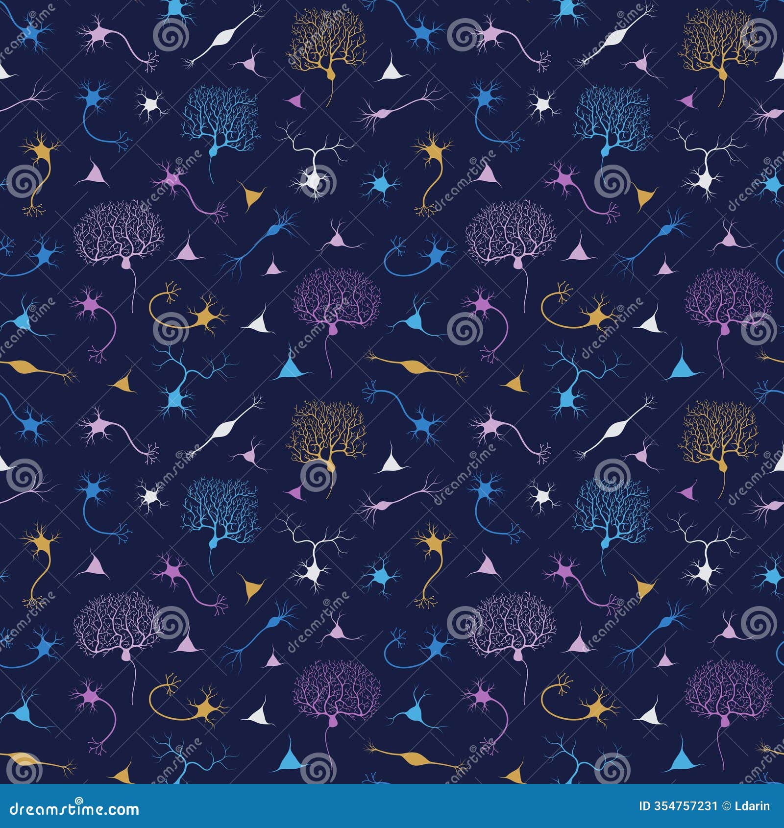 Vector Seamless Pattern with Neurons Stock Illustration - Illustration ...
