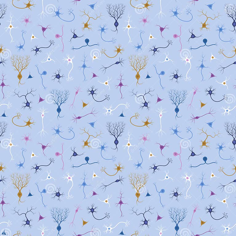 Vector Seamless Pattern with Neurons. Science Print Stock Illustration ...