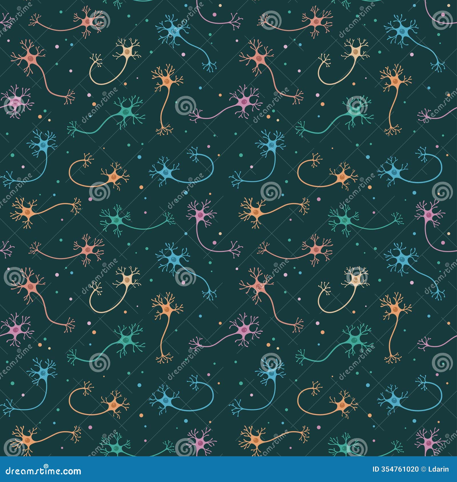 Vector Seamless Pattern with Neurons Stock Illustration - Illustration ...
