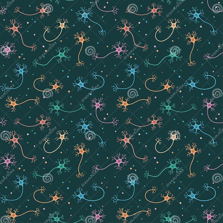 Vector Seamless Pattern with Neurons Stock Illustration - Illustration ...