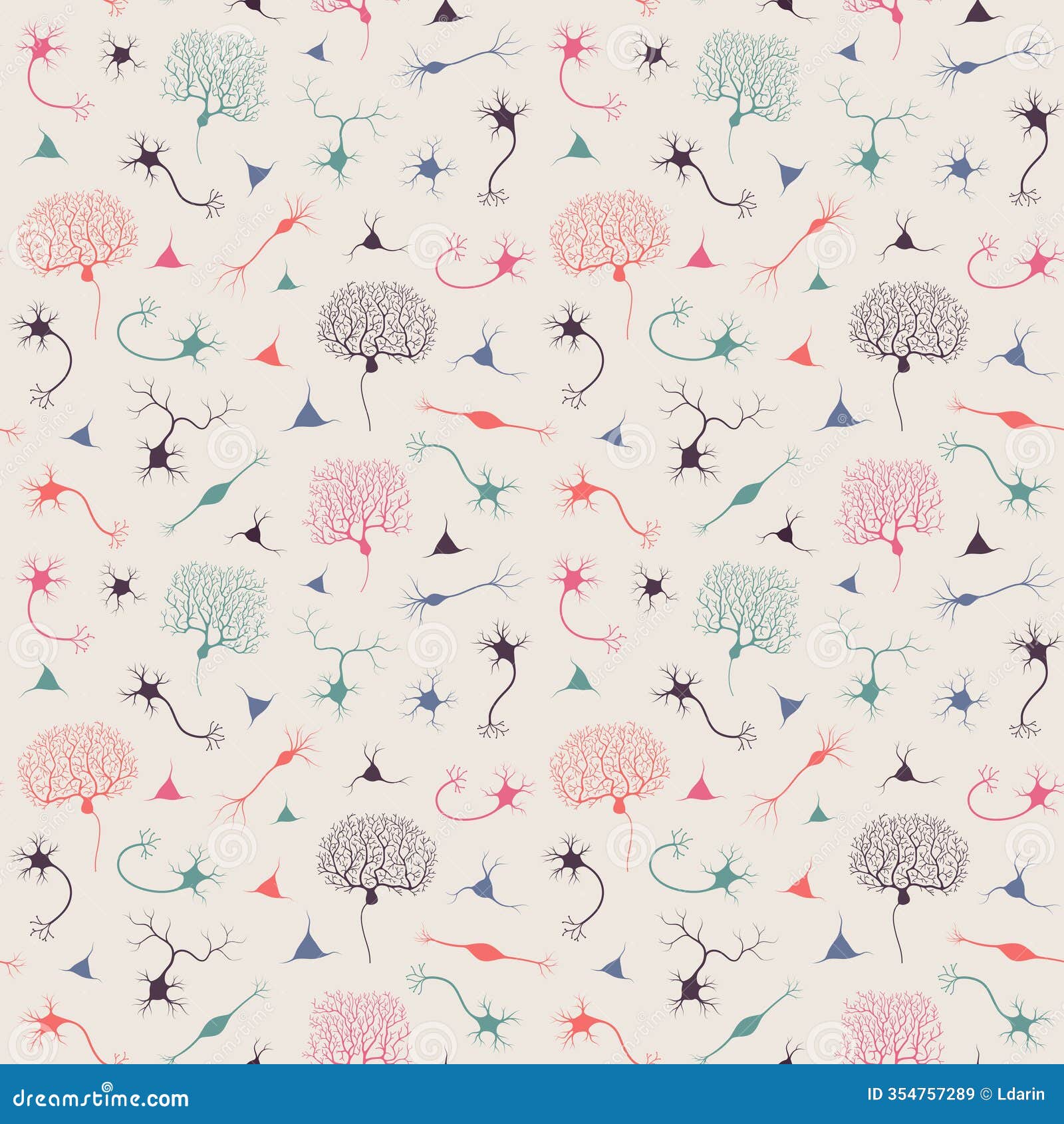 Vector Seamless Pattern with Neurons. Science Print Stock Illustration ...