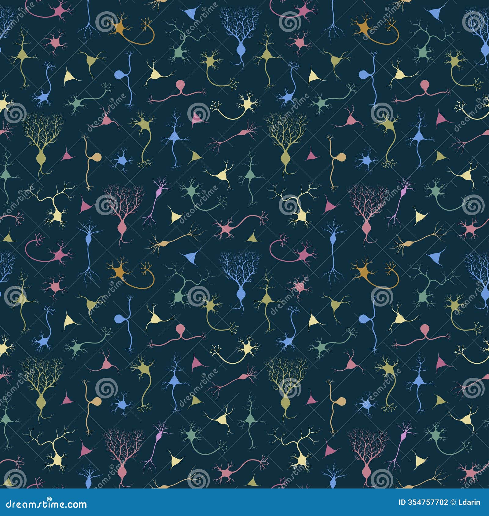 Vector Seamless Pattern with Neurons. Science Print Stock Illustration ...