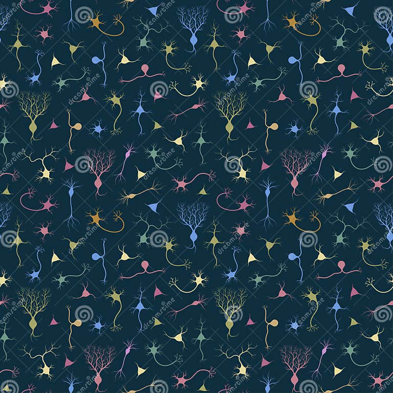 Vector Seamless Pattern with Neurons. Science Print Stock Illustration ...
