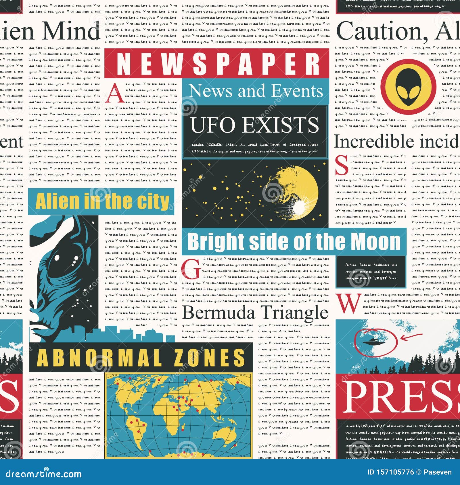 Seamless Pattern on the Theme of Newspapers Stock Vector - Illustration ...