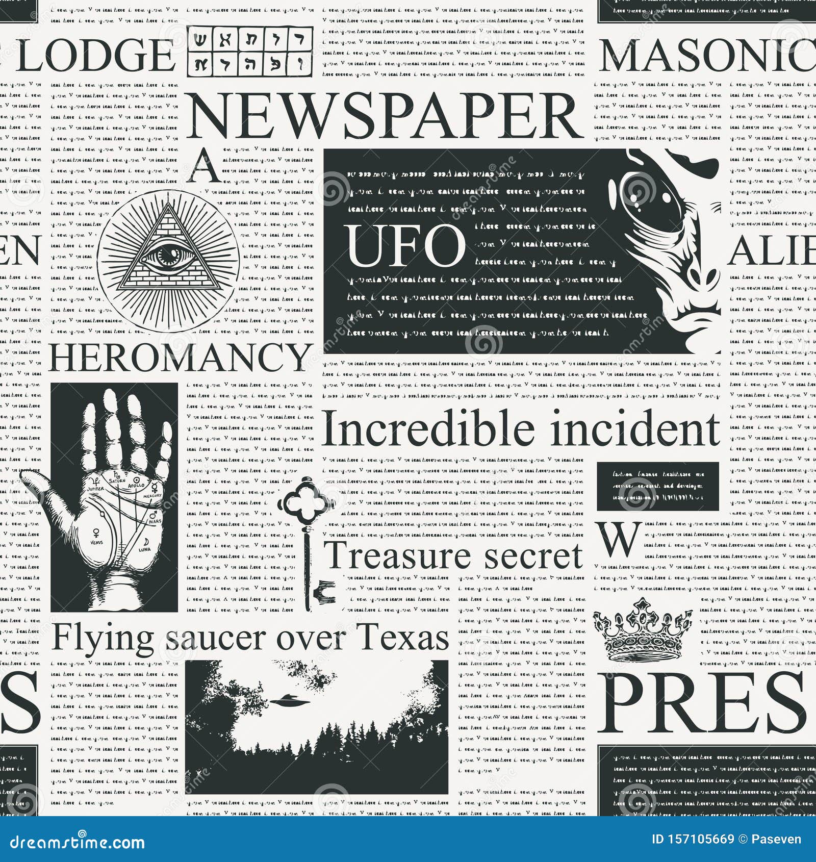 Seamless Pattern on the Theme of Newspapers Stock Vector - Illustration ...