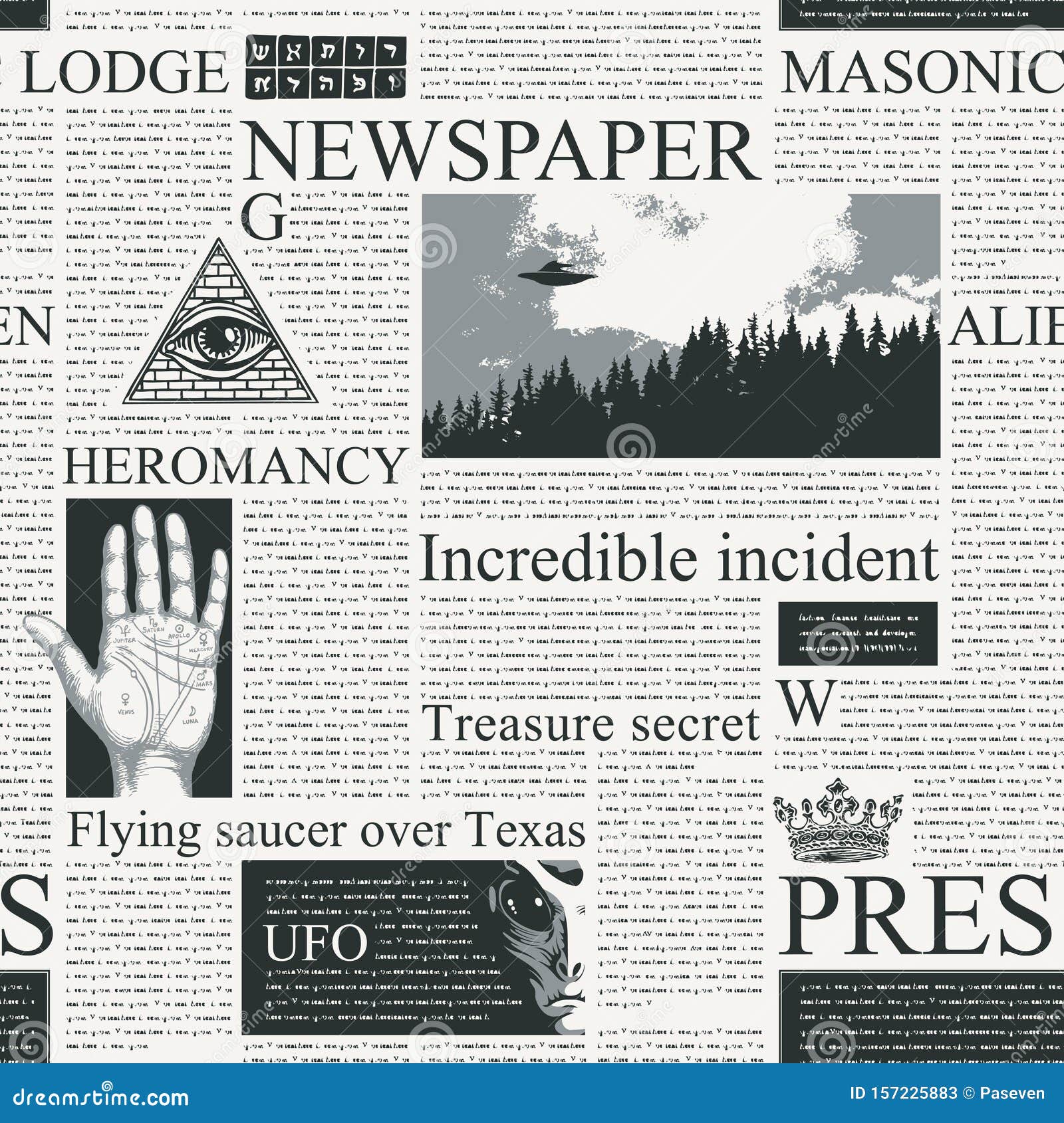 Seamless Pattern on the Theme of Newspapers Stock Vector - Illustration ...