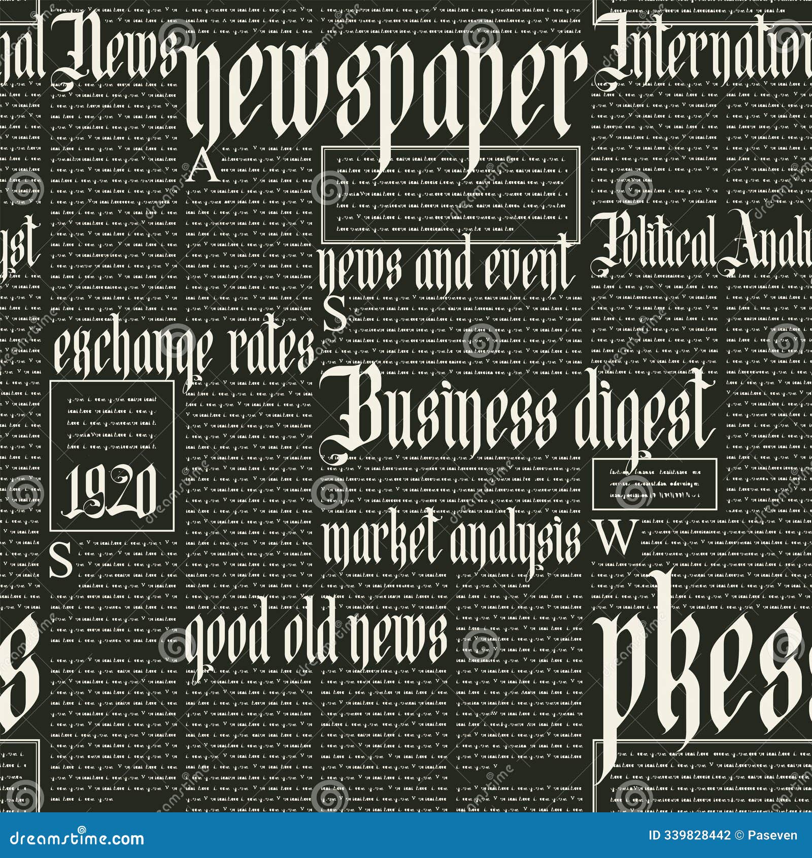 Seamless Pattern with Newspaper Columns Stock Illustration ...