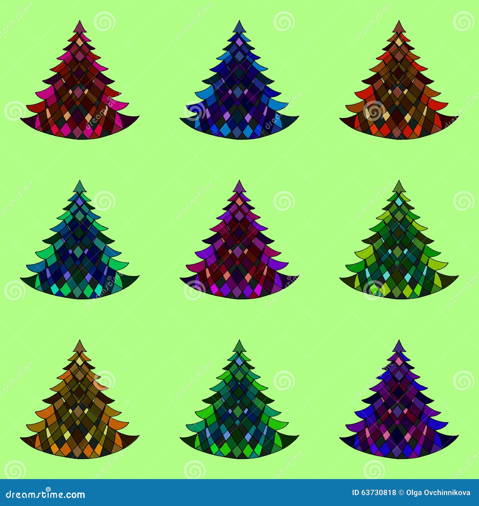 Vector Seamless Pattern of Nine Christmas Trees Stock Vector ...