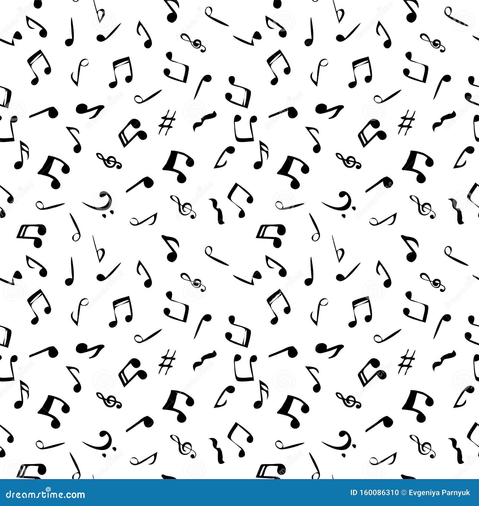 Vector Seamless Pattern with Notes. Stock Vector - Illustration of ...