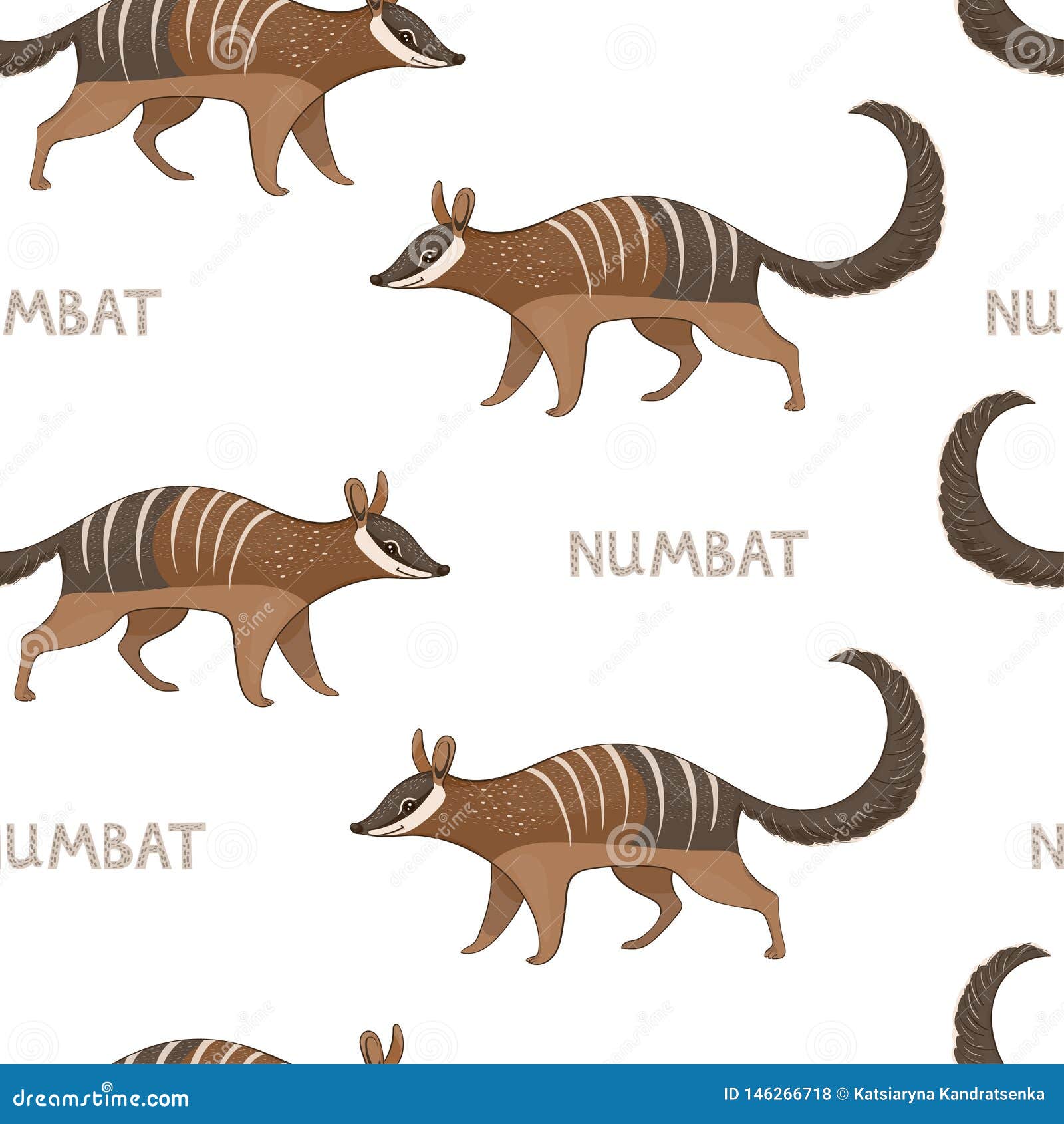 Vector Seamless Pattern with Numbats. Colored Seamless Background Stock ...