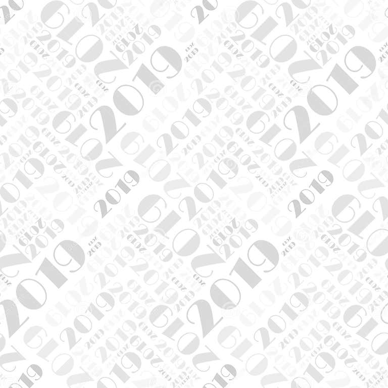 Vector Seamless Pattern with Number Two Thousand and Nineteen 2019 Year ...