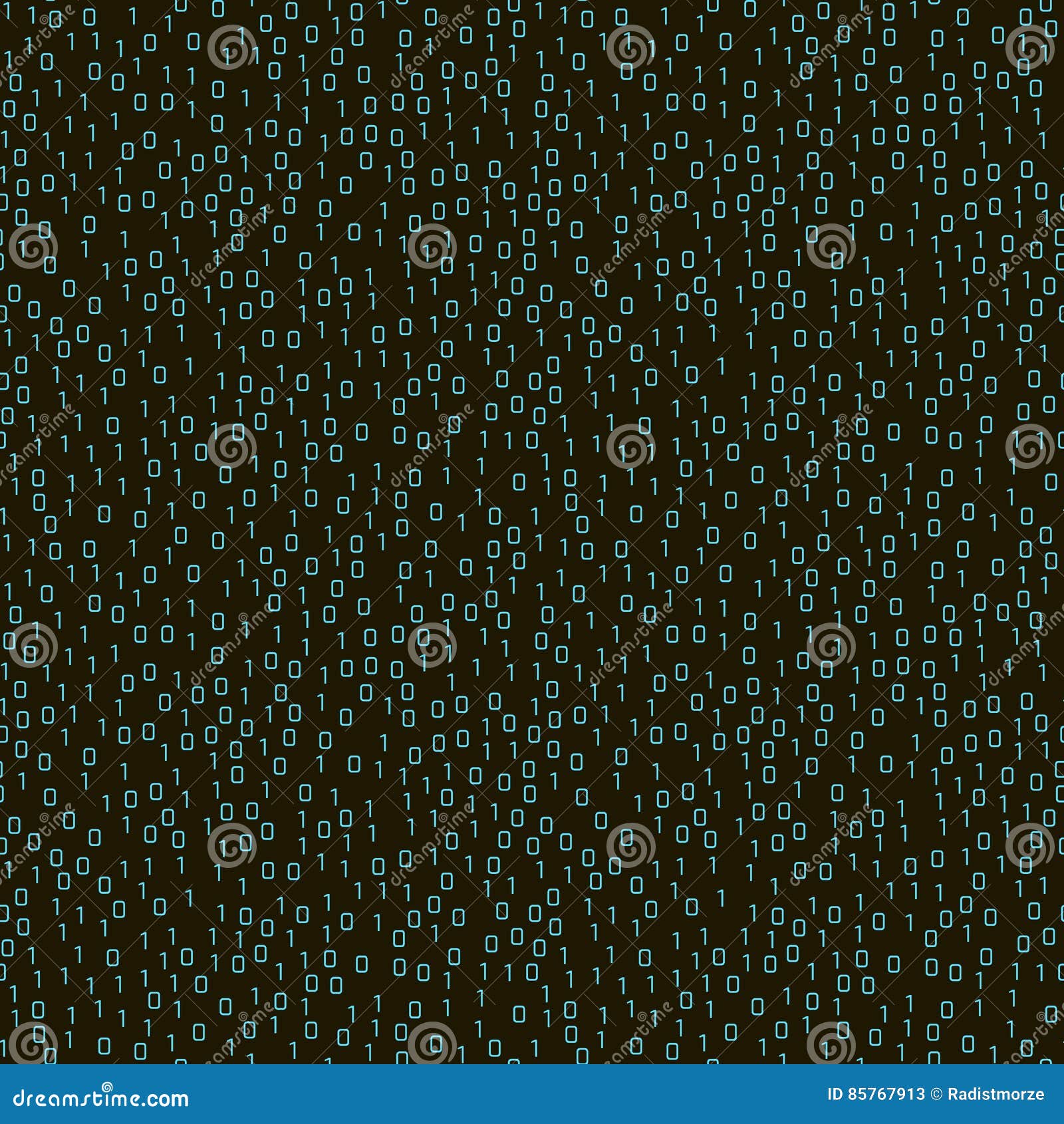 Vector Seamless Pattern with Numbers One and Zero on a Black Background ...