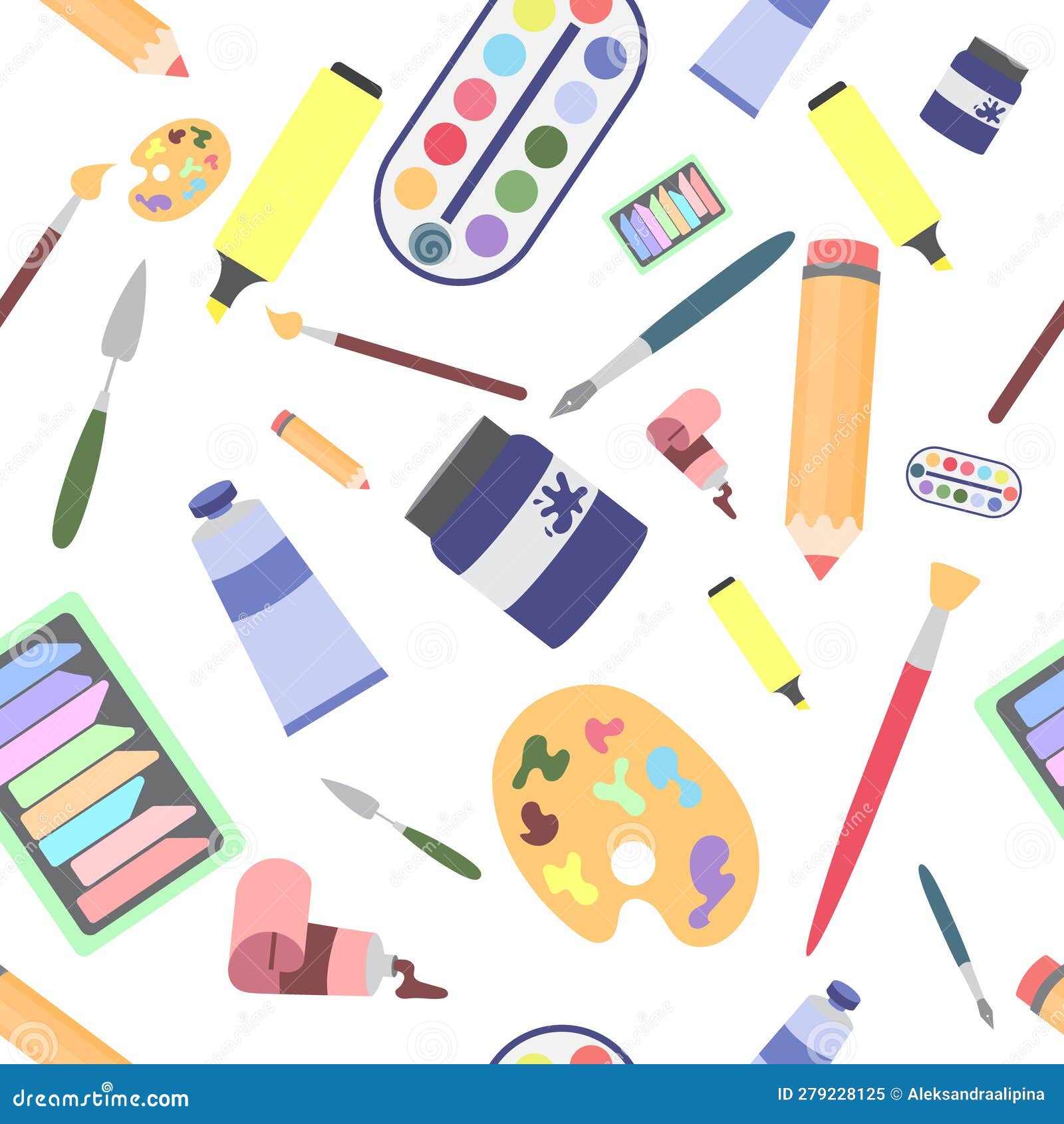 Seamless Pattern with Drawing Tools Stock Vector - Illustration of ...