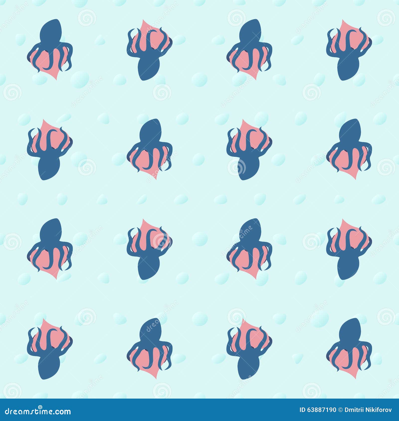 Vector Seamless Pattern Octopus Wraps Around the Heart Stock Vector ...