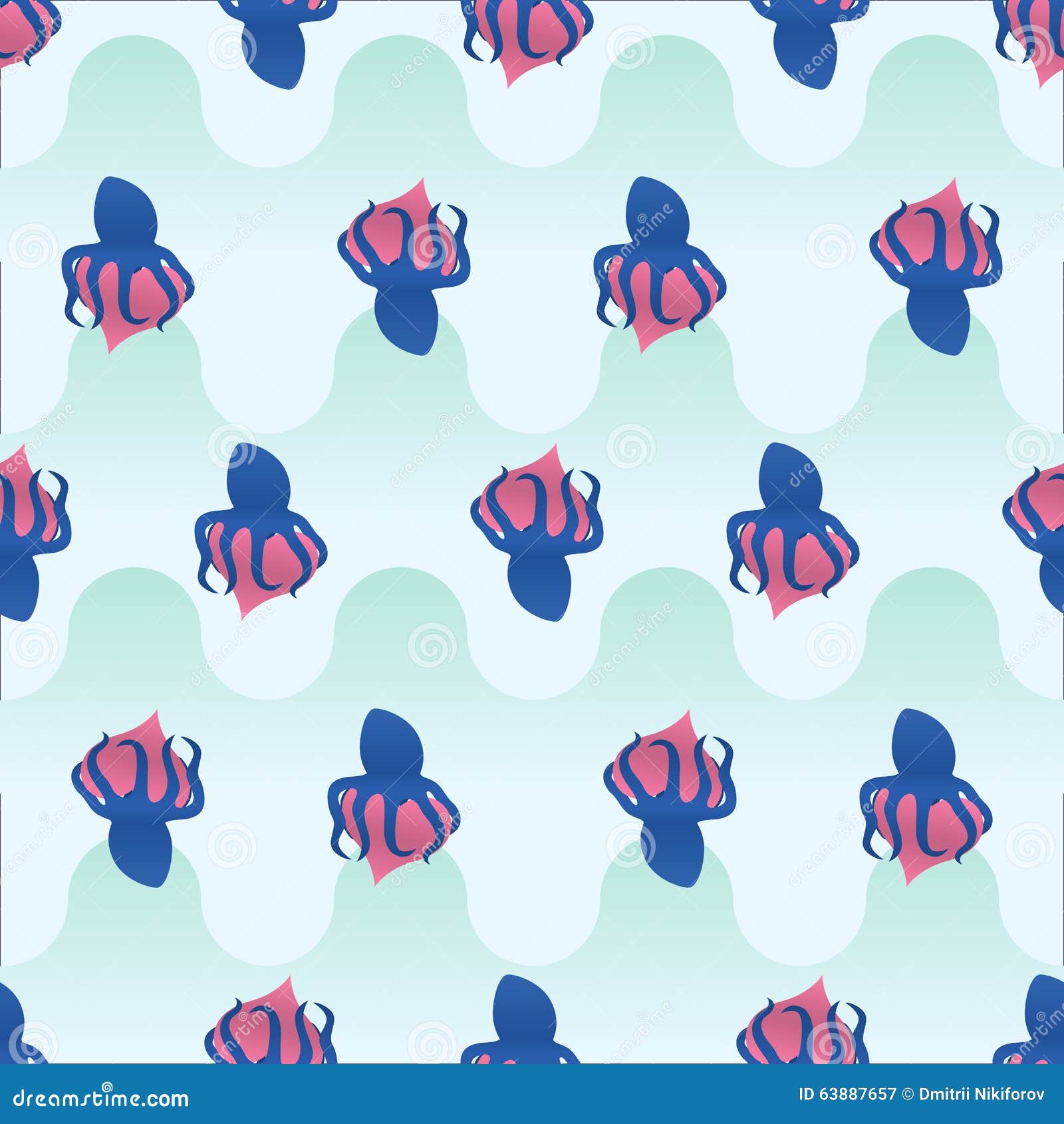 Vector Seamless Pattern Octopus Wraps Around the Heart Stock Vector ...