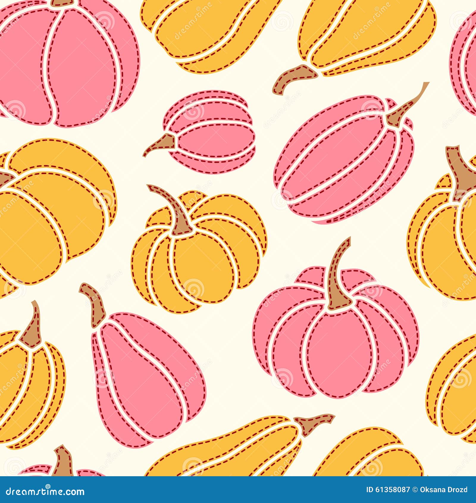Vector Seamless Pattern with Orange and Pink Pumpkins Stock Vector ...