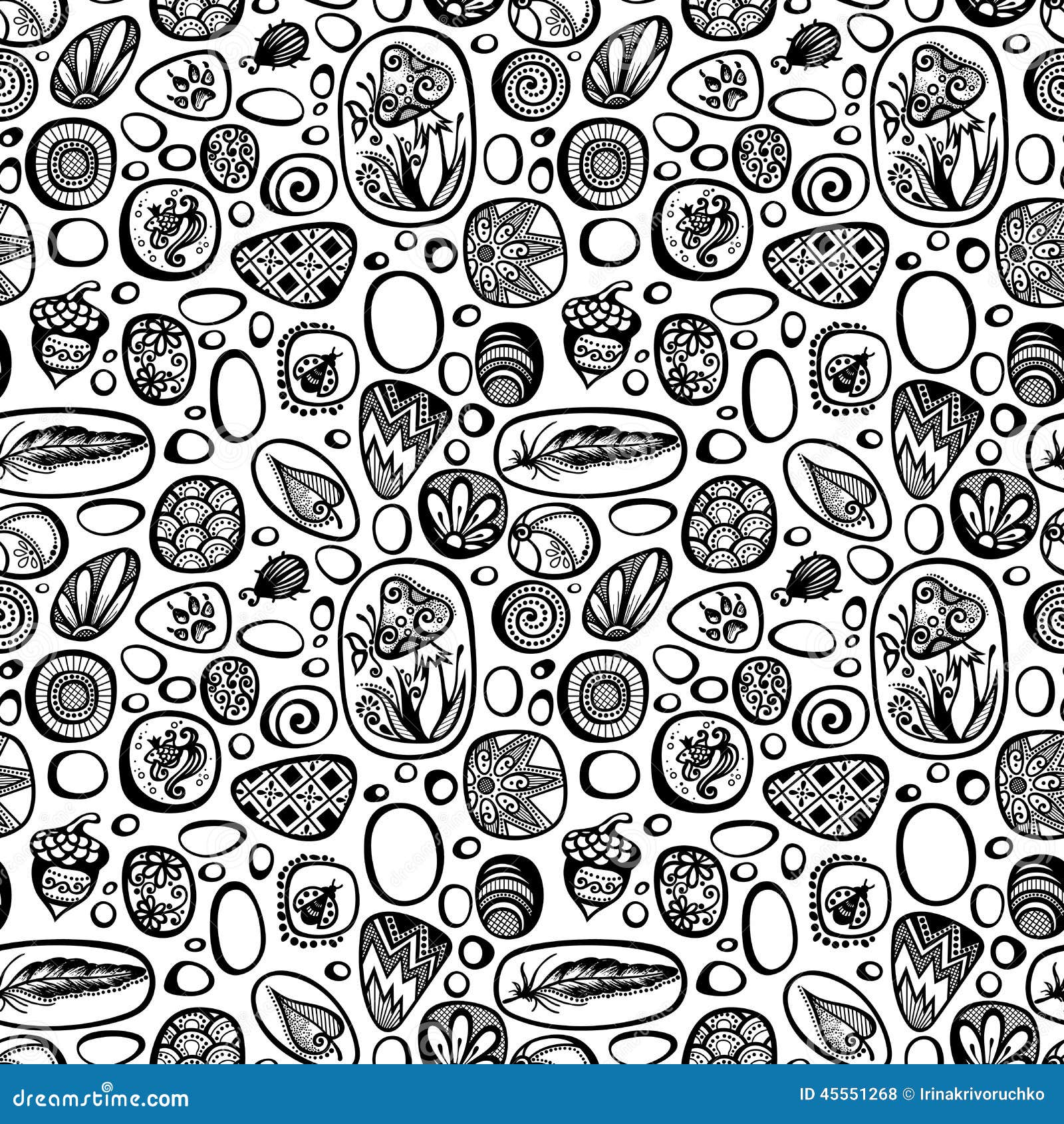 Vector Seamless Pattern Ornate Pebbles Stock Vector - Illustration of ...