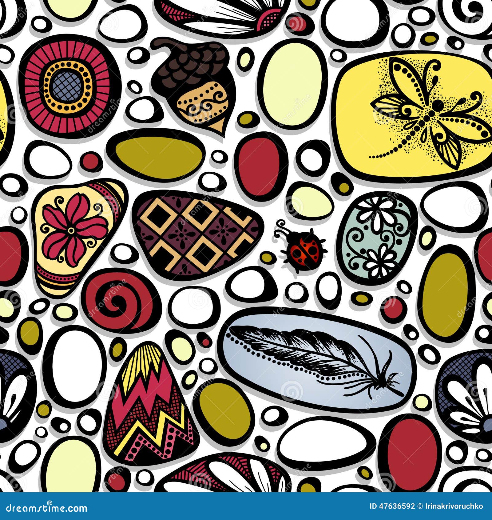 Vector Seamless Pattern Ornate Pebbles Stock Vector - Illustration of ...