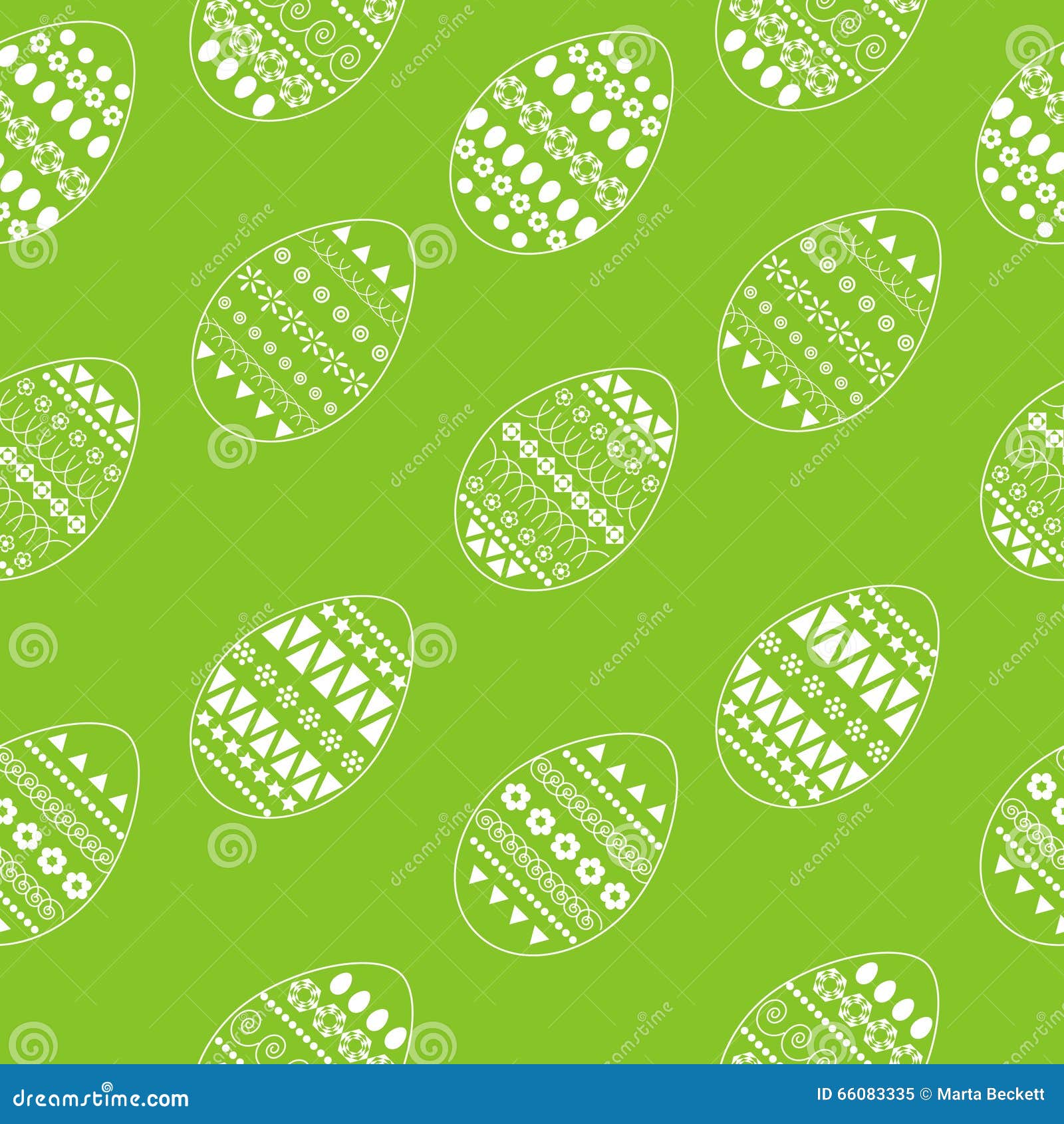 Vector Seamless Pattern of Ornate White Easter Eggs. Fresh and Spring ...