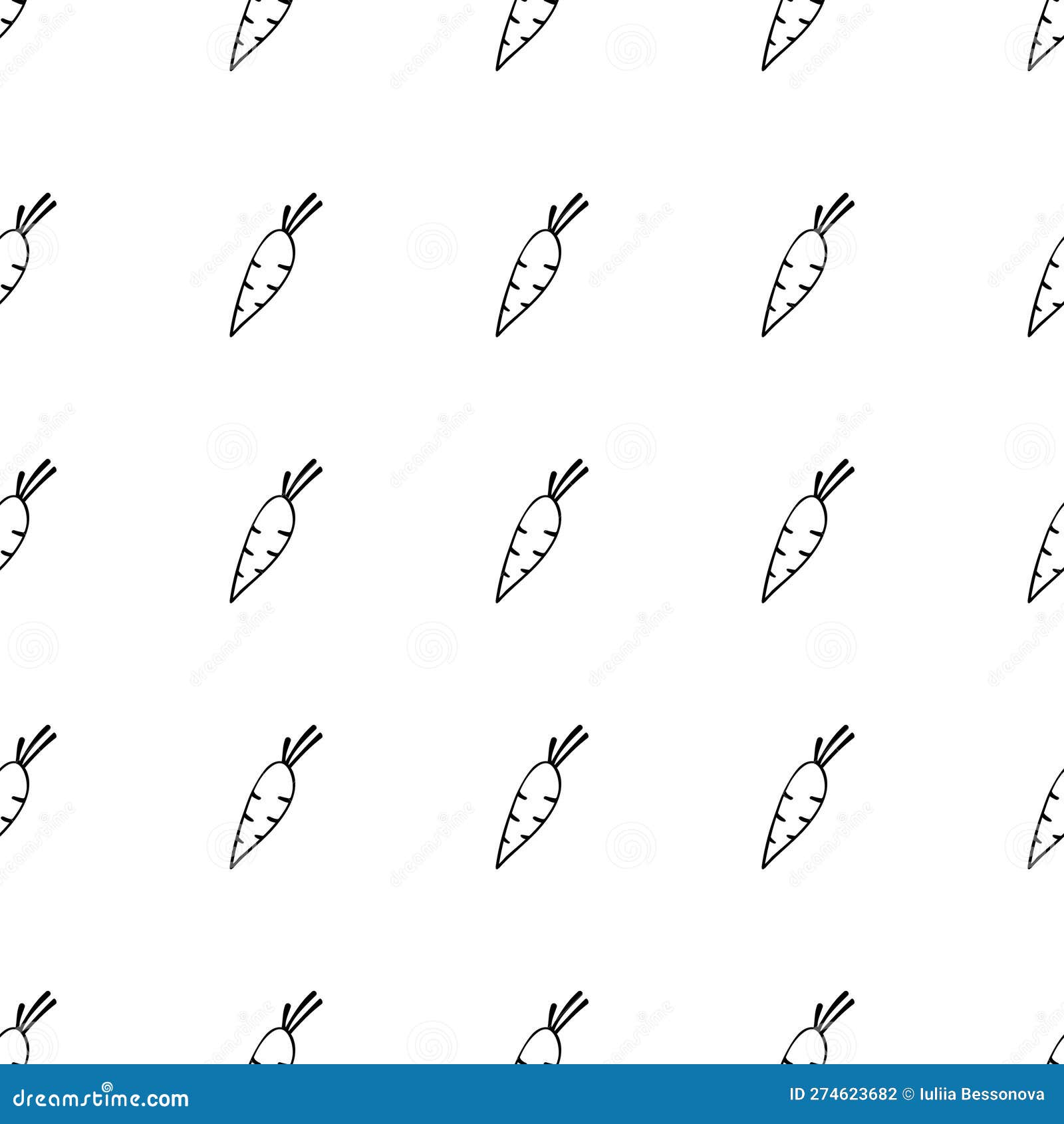 Vector Seamless Pattern of Outline Carrots Icons. Hand Drawn Doodle ...