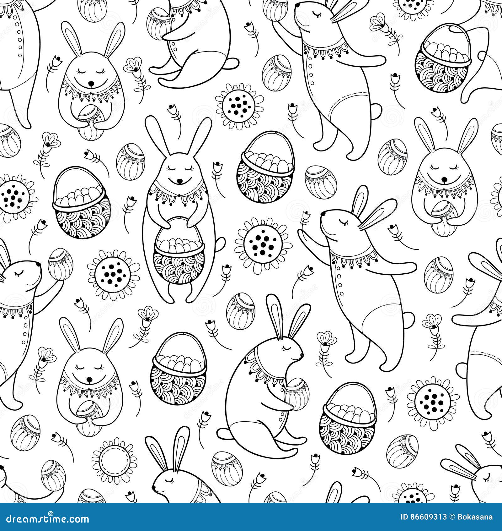 Outline Easter Capybara With Big Paschal Egg. Holiday Happy Cartoon ...