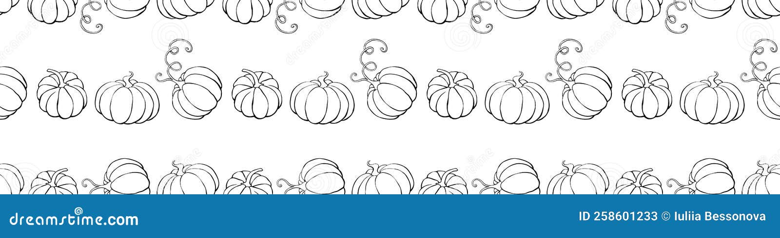 Vector Seamless Pattern with Outline Pumpkins in Doodle Style ...